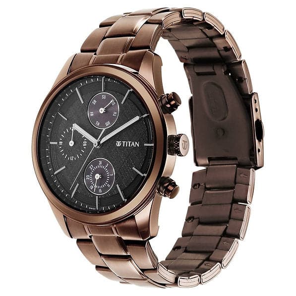 TITAN Neo Splash Black Dial Stainless Steel Strap Watch 1805QM04