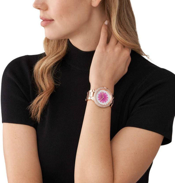 Michael Kors Camille Three-Hand Rose Gold-Tone Stainless Steel Watch