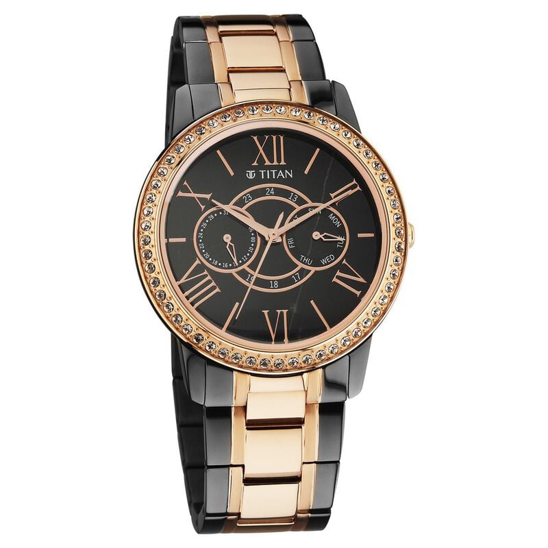 10002KM01 Titan Royale Quartz Multifunction Marble Dial Dual-Tone Stai