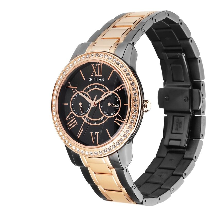 10002KM01 Titan Royale Quartz Multifunction Marble Dial Dual-Tone Stai