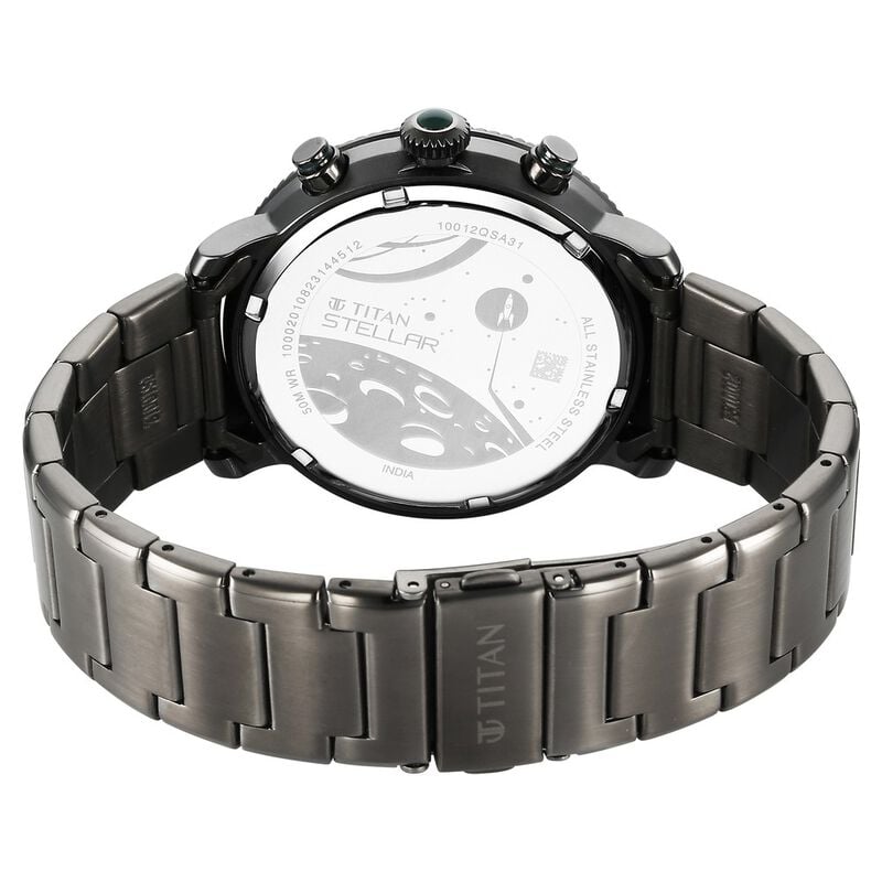 10012QM01 Titan Stellar Quartz Multifunction Green Dial Stainless Stee