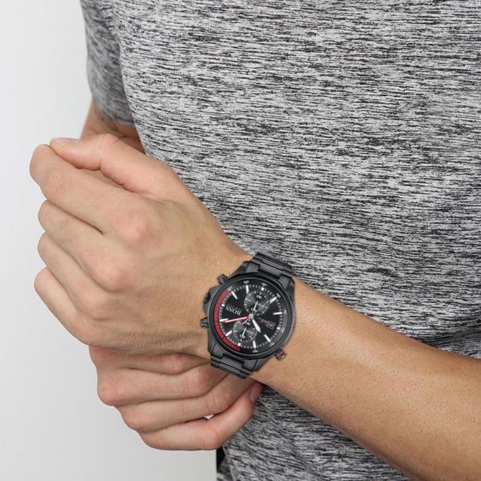 Hugo Boss Men Globetrotter Round Black Watches