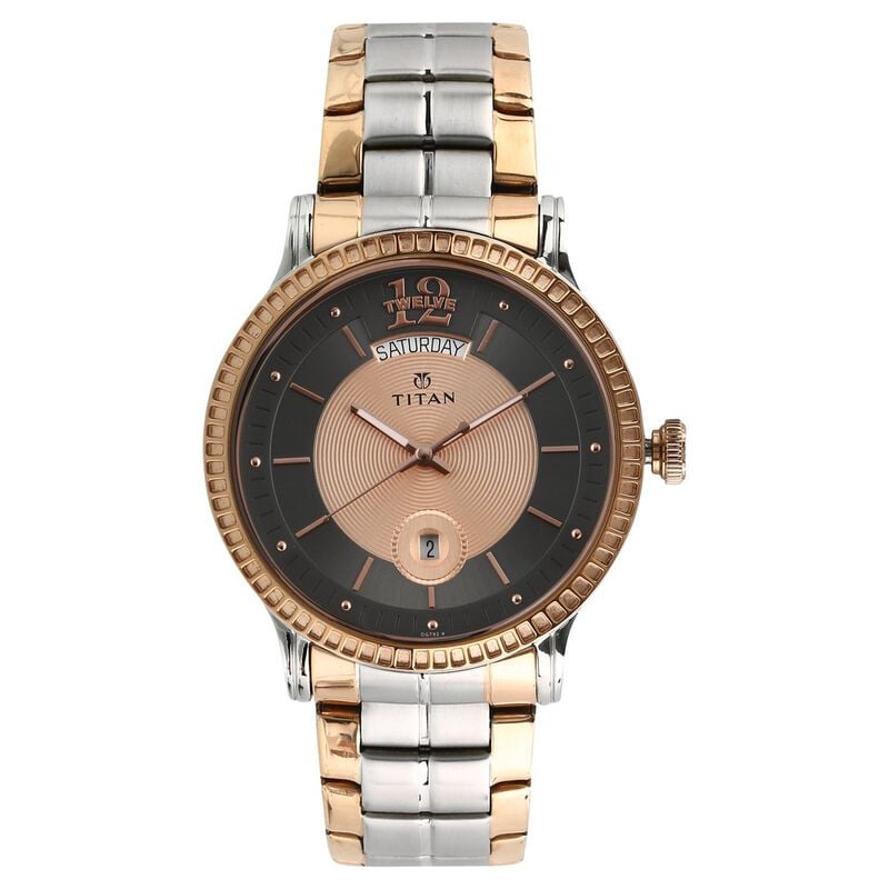 1751KM01 Titan Quartz Analog with Day and Date Multicoloured Dial Stai