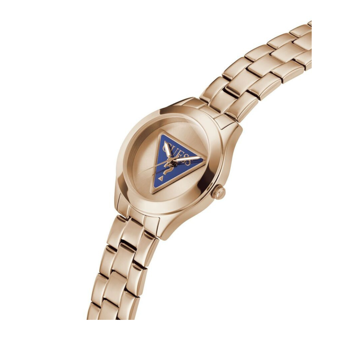 Guess Ladies Watch Wristwatch Tri Plaque Stainless Steel Rose Gold GW0