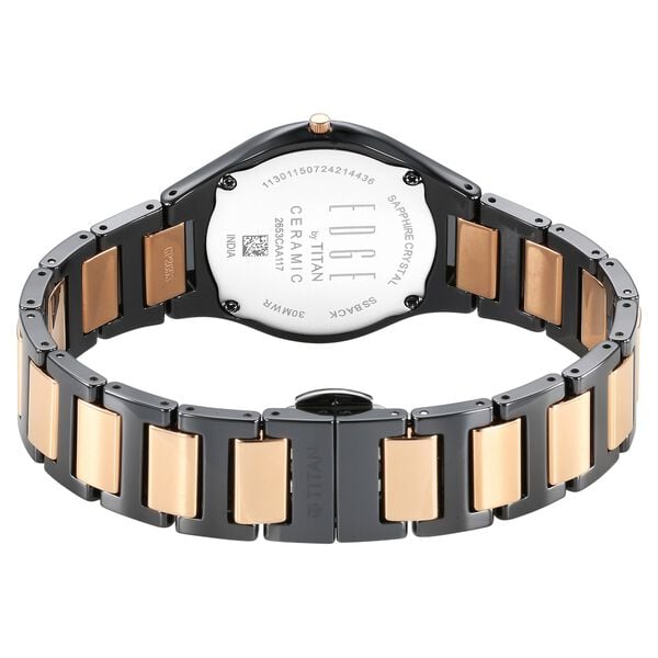Titan Edge Ceramic Quartz Analog Black Dial Ceramic Strap Watch For Wo