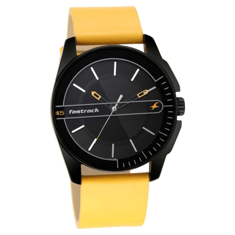 NR3089NL01 WEAR YOUR LOOK WITH BLACK DIAL LEATHER WATCH