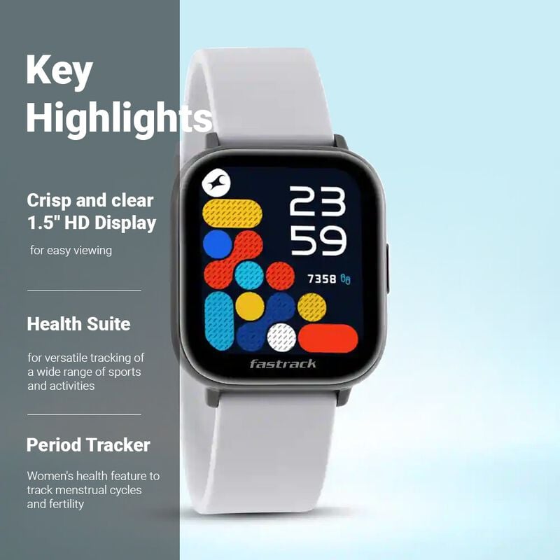 38078PP03 Fastrack Reflex Vybe Smart Watch with Grey Strap