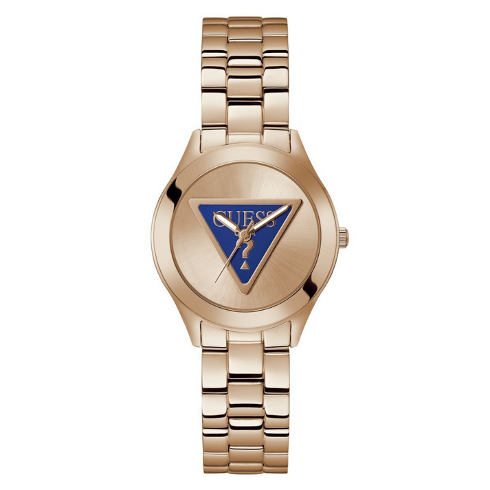 Guess Ladies Watch Wristwatch Tri Plaque Stainless Steel Rose Gold GW0
