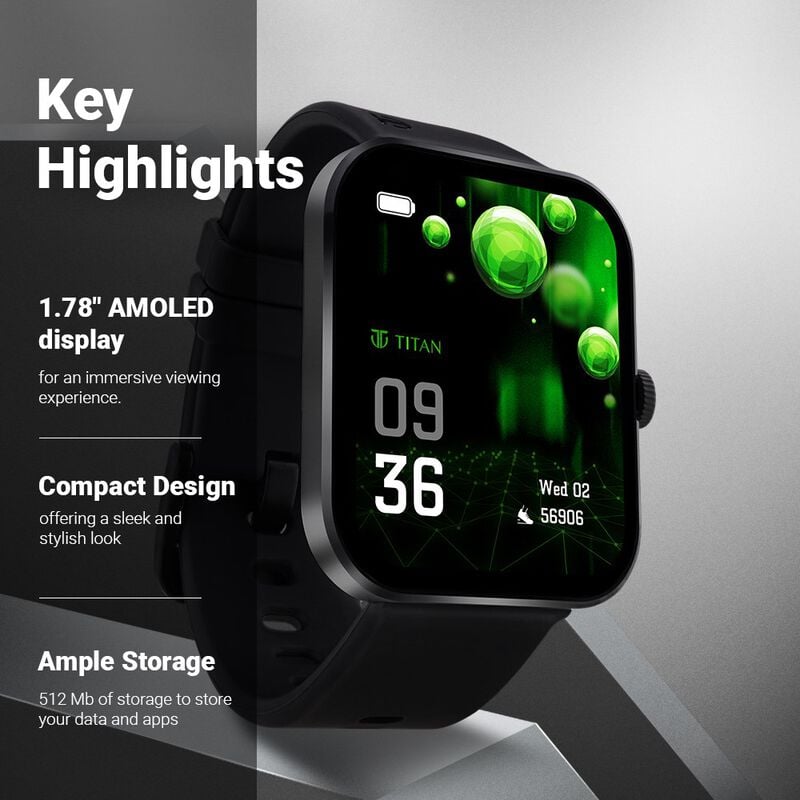 Titan Talk S Smartwatch: 24/7 Health Tracking, Stress & Sleep Monitor