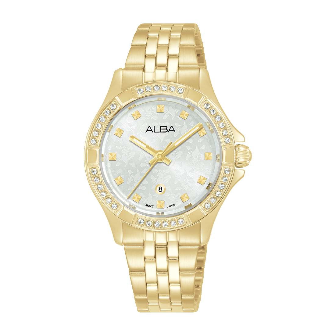 ALBA AH7ED6X1 Gold Plated White Dial Women’s Watch