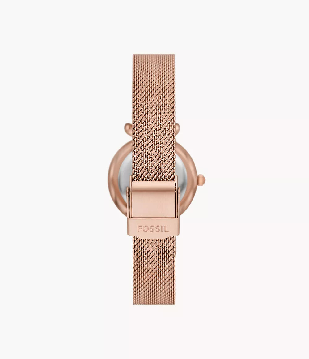 Carlie Three-Hand Rose Gold-Tone Stainless Steel Watch and Necklace Bo
