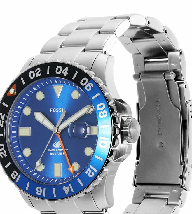 Fossil Blue GMT Stainless Steel Watch