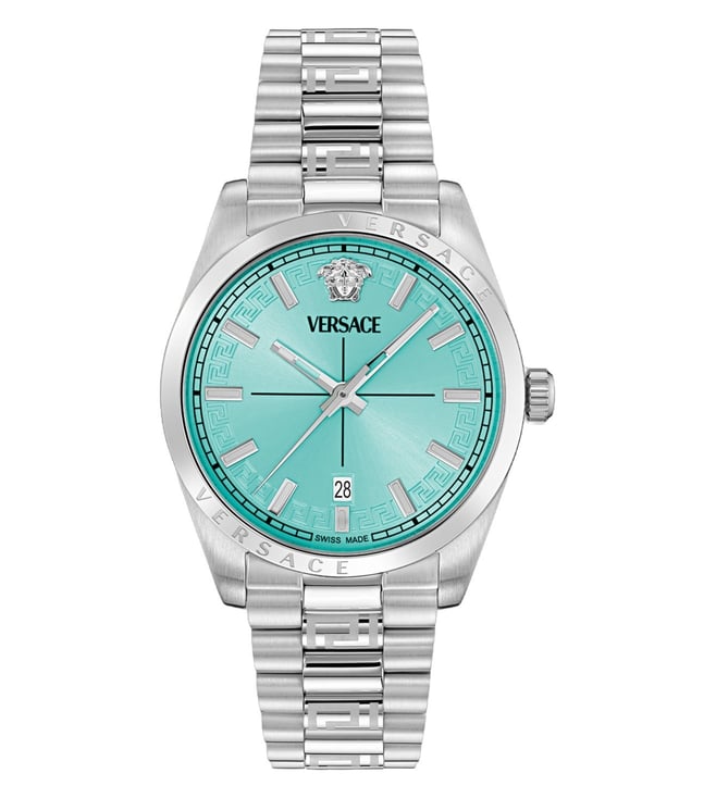 Versace Light Blue Round Dial Analog Men Watch - VE0G00225
