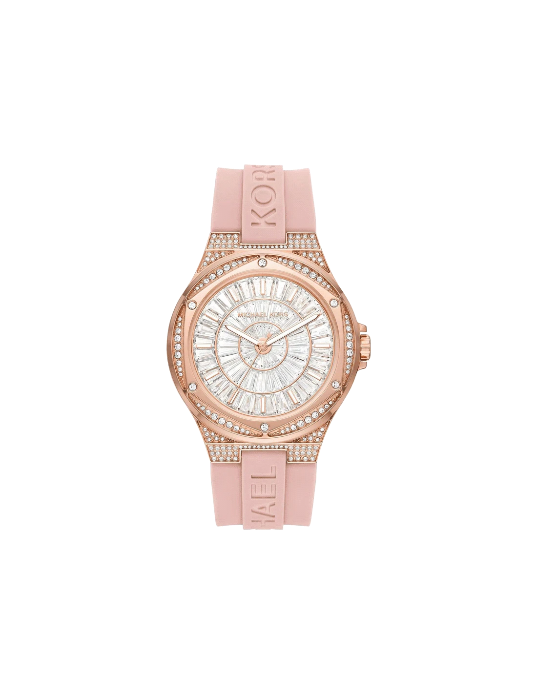 Michael Kors Lennox 43 Mm White Dial Silicone Analog Watch For Women