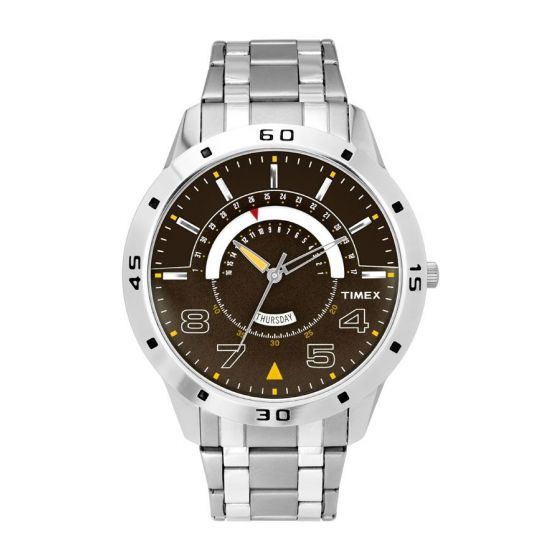 TIMEX FASHION MEN'S DIGITAL BROWN DIAL ROUND CASE DAY DATE FUNCTION WA
