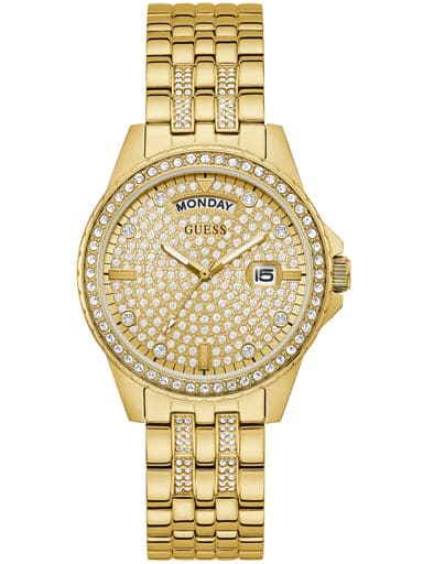 Guess Gold Tone Case Gold Tone Stainless Steel Watch