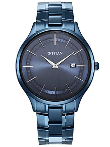 Titan Classique Slimline Watch With Blue Dial & Blue Stainless Steel S