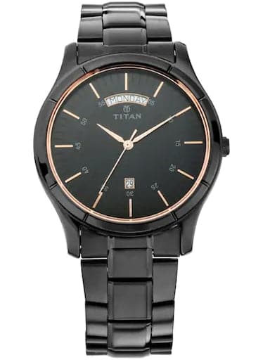 Titan Black Dial Black Stainless Steel Strap Men'S Watch Np1767Nm01