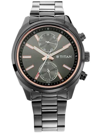 Titan Work Wear Anthracite Dial Black Stainless Steel Strap Men'S Watc