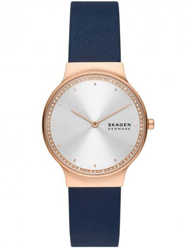Skagen Freja Two-Hand Ocean Blue Leather Watch Skw3026I