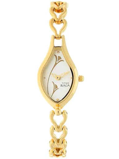 Titan Raga Silver Dial Gold Metal Strap Women'S Watch Nn2457Ym01