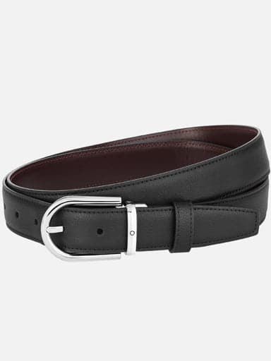 Montblanc Horseshoe Buckle Black/Burgundy 30 Mm Reversible Leather Bel