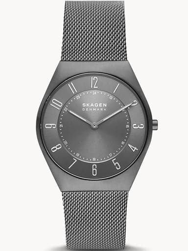 Skagen Grenen Ultra Slim Two-Hand Charcoal Stainless Steel Mesh Watch