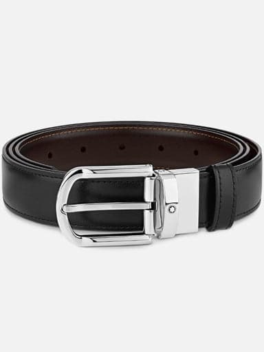 Montblanc Horseshoe Buckle Black/Brown 30 Mm Reversible Leather Belt M