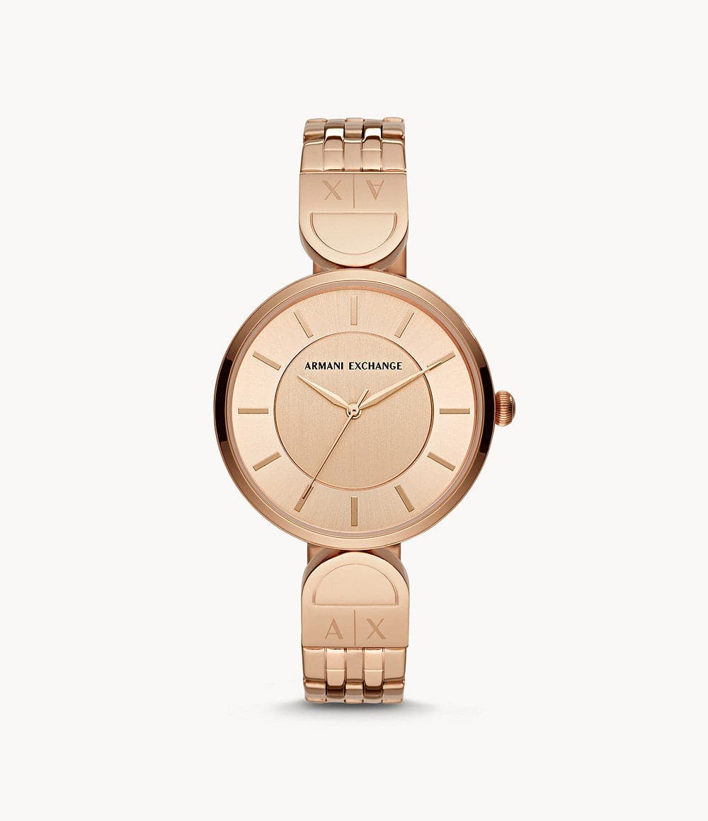 Armani Exchange Three-Hand Rose Gold-Tone Stainless Steel Watch AX5328