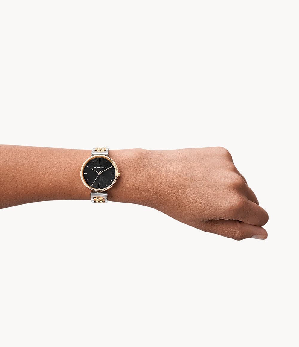 Armani Exchange Three-Hand Tri-Tone Stainless Steel Watch AX5911