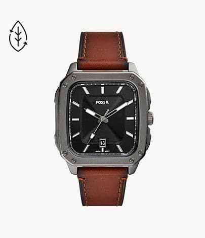 FOSSIL Inscription Three-Hand Date Amber Eco Leather Watch FS5934I